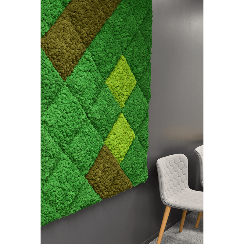 Exciting colored moss element Square for interior design